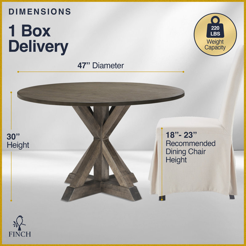 Finch Alfred Round Solid Wood Rustic Dining Table & Reviews | Wayfair